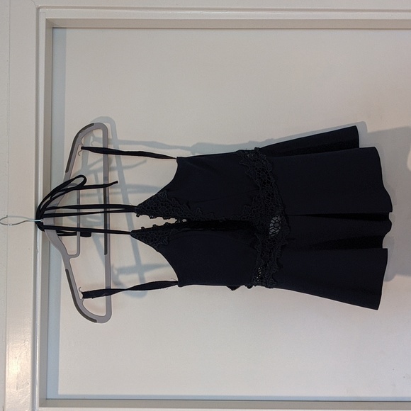 Tops | Black Halter Top Tunic With Lace Midsection | Poshmark